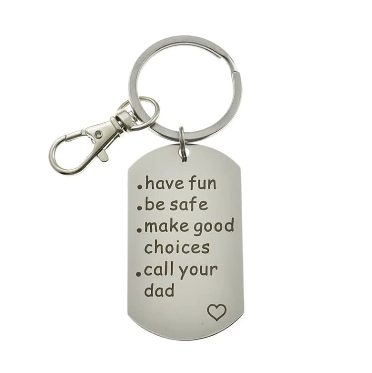 Amazon.com: Call Your Dad Keychain, Stainless Steel Key Chain, Happy ...