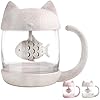 Cute Cat Mug Glass Tea Mug Cup with Fish Tea Infuser Strainer Filter ...