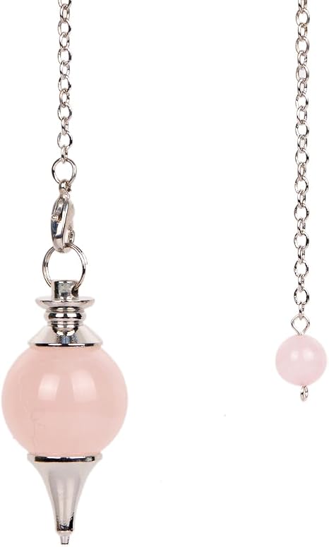 Amazon.com: Rose Quartz Pendulum Ball Shape Natural Chakra Stone ...