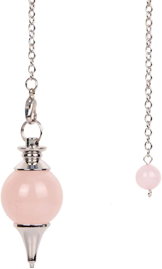 Amazon.com: Rose Quartz Pendulum Ball Shape Natural Chakra Stone ...
