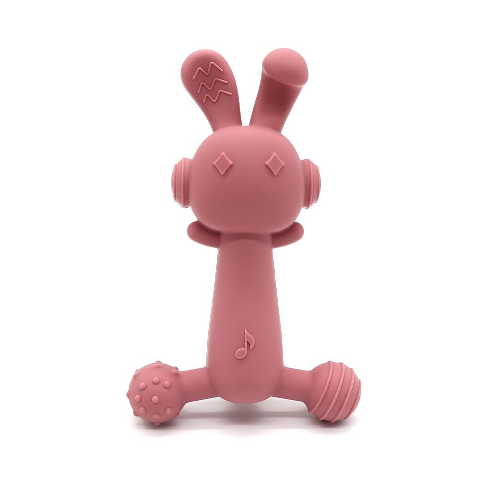 Amazon.com : FEISCS Bunny Teething Toy for Babies 0-6 Months,Teether ...