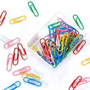 175 Paper Clips Coloured Plastic Coated Clips 30mm Medium File Clamps ...