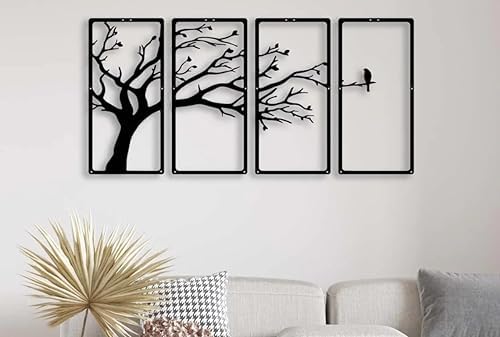 7 Decore | Wooden 3D 4 Pieces Tree Wall Art Panel Frame : Amazon.in ...