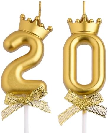 Amazon.com: VSHILI 20th Birthday Candles, Rose Gold 20 Year Old Number ...