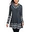 Cowl Neck Tunics Long Sleeve Patchwork Form Fitting Casual A-Line Top ...