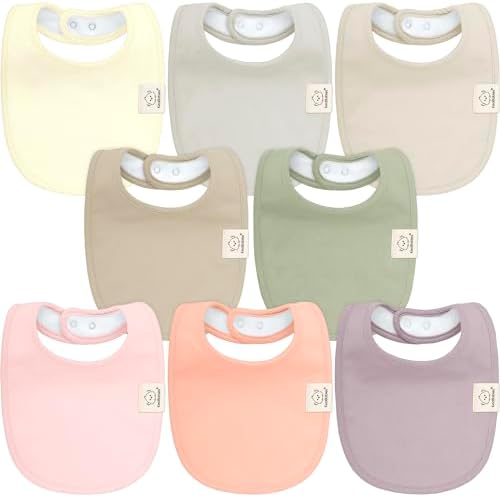 Amazon.com: 8-Pack Organic Baby Bibs for Boys, Girls - Soft Cotton ...