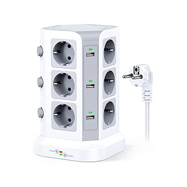 KOOSLA Tour multiprise parafoudre et surtension(4000W/16A), Multiprise ...