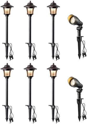 EDISHINE Low Voltage Landscape Lights Kit, 3W 120LM LED Pathway Lights ...