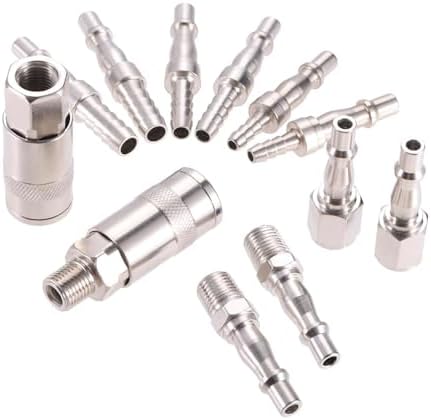 12pcs BSP Air Compressor Fittings,1/4" Air Line Connectors, with Male ...