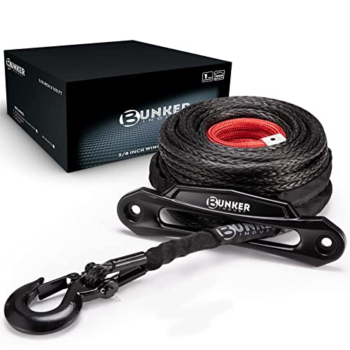 Snapklik.com : BUNKER INDUST Synthetic Winch Rope Kit,3/8 X 100 ...