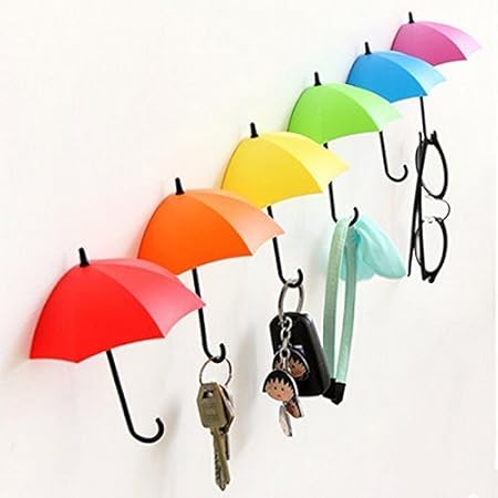 6 Pieces Self Adhesive Wall Door Key Clothes Hook Holder Rack Umbrella ...