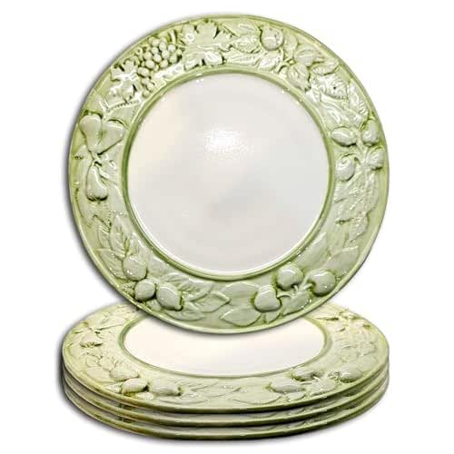 Amazon.com: 4 x Ceramic Charger Plates Green - Italian Dinnerware ...