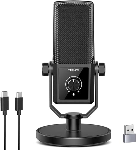 TECURS USB Gaming Streaming Recording PC Microphone,Desktop Computer ...