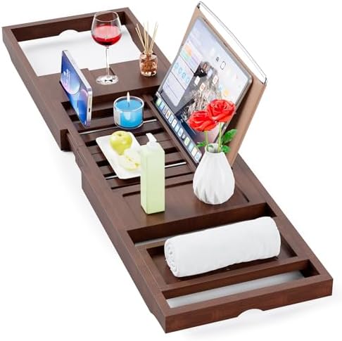 Amazon.com: Premium Bamboo Bathtub Tray Caddy - 1 or 2 Person ...