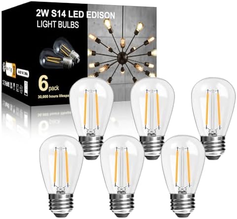 LangPlus+ 25 Pack 2W S14 LED Plastic Light Bulbs, E27 Base 2700K Warm ...