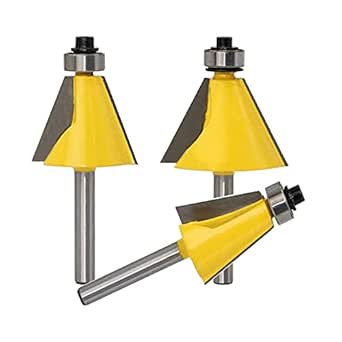 Eyech 3pc Chamfer Router Bits Set, 1/4 Inch Shank Chamfer & Bevel Edge ...