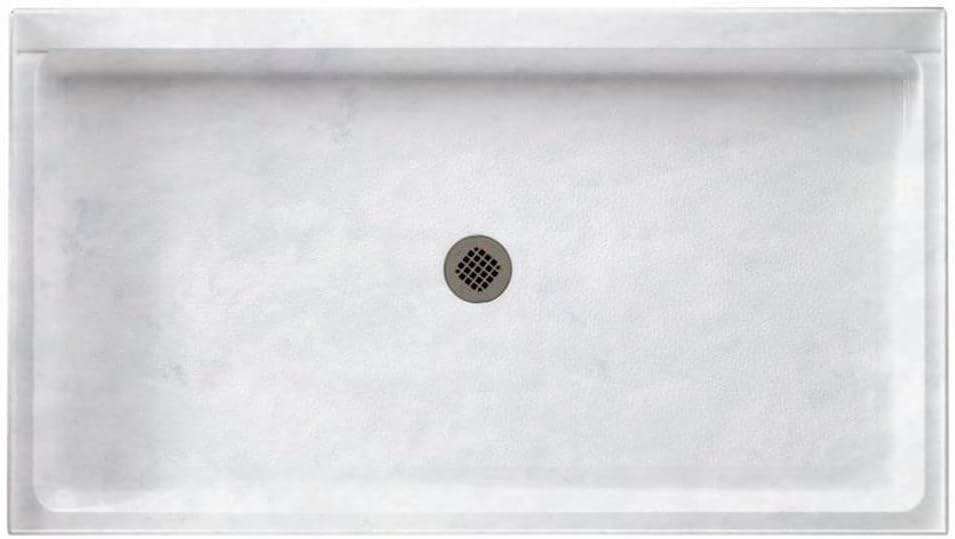 Swan SF03454MD.130 Solid Surface Center Drain Shower Base, 54-in L X 34 ...