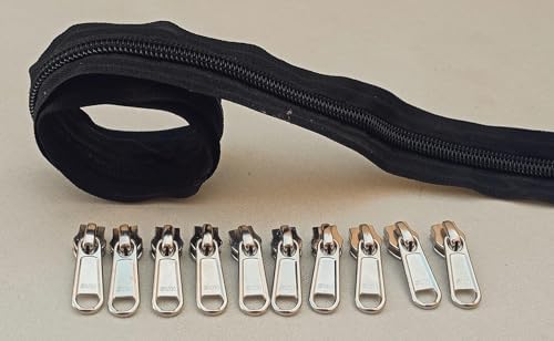 5 Meter Zip with 10 Sun Stainless STEL Zip Runner (Black) : Amazon.in ...
