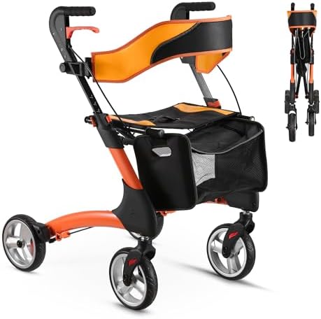 Amazon.com: Premium Foldable Rollator with Seat, Lightweight Aluminum ...