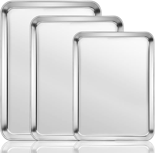 Amazon.com: TeamFar Baking Sheet Set of 4, Stainless Steel Baking Pan ...