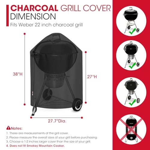 Unicook Charcoal Grill Cover, Heavy Duty Waterproof Round Kettle Grill ...
