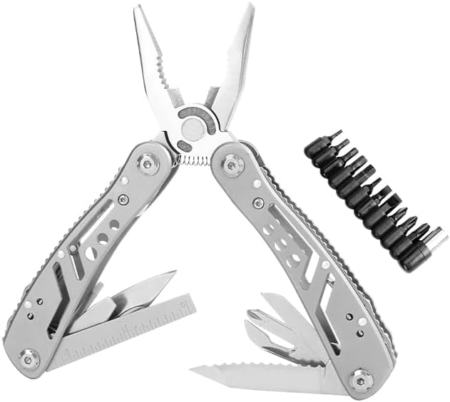 Maarten Multitool, 9-in-1 Stainless Steel Multi Tool Pocket Knife with Screwdriver, Self-locking ...
