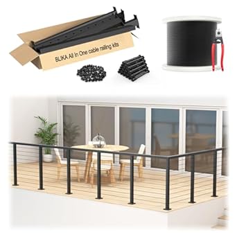 BLIKA 26'-32'6" Complete Set 36" Cable Railing Post Kits, Surface Mount Deck Cable Railing ...