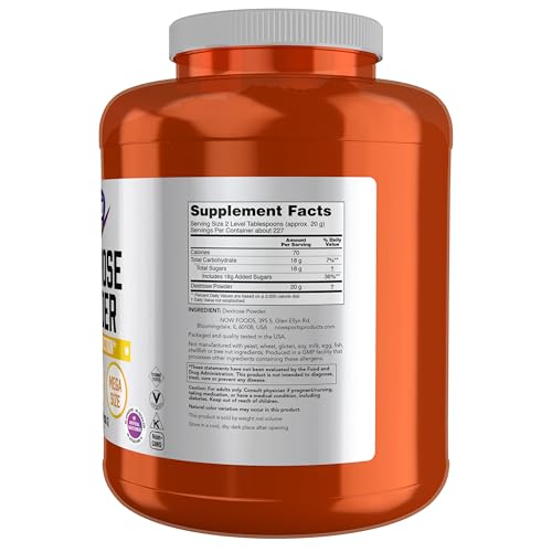 NOW Foods Sports Nutrition, Dextrose Powder (Monosaccharide), Energy ...