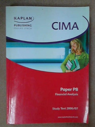 CIMA Paper P8 Financial Analysis (Cima): Kaplan Publishing: 9781843909125: Amazon.com: Books