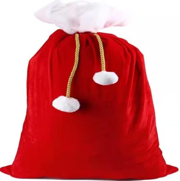 Velvet Santa Claus Sack - Extra Large Red Christmas Bag With Drawstring ...