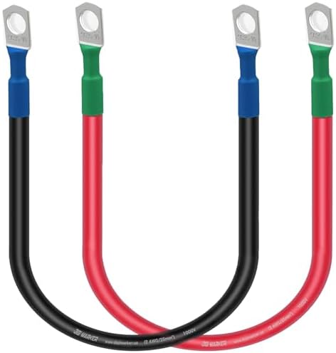 Amazon.com: 2 AWG Battery Cables - 12 inch Car Battery Inverter Cable ...
