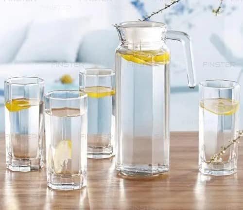 Buy YZM Glass Italian Premium Juice and Water 1 Jug and 6 Glasses Set ...