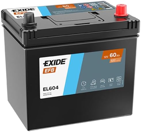 12V 60Ah 640CCA Exide EL600 Stop Start EFB Car Battery - 3 Years ...