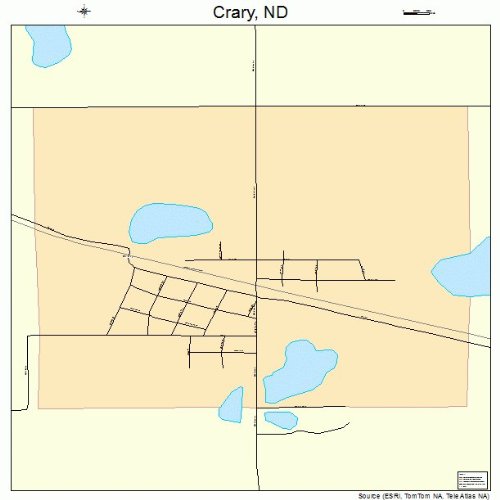 Large Street & Road Map of Crary, North Dakota ND - Printed poster size ...