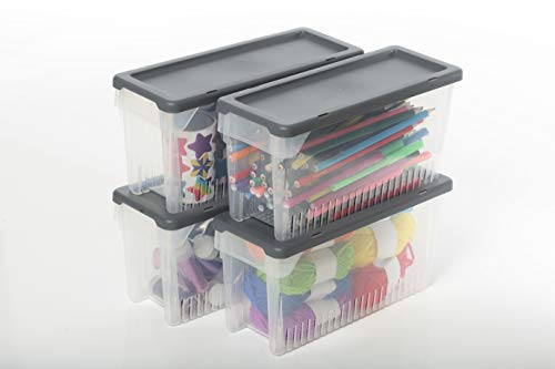CleanPEAK Set of 4 Small 2 Litre Plastic Stackable Storage Boxes With ...