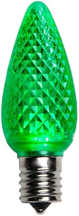 25 Pack Green C9 LED Replacement Bulbs Faceted Green LED Christmas ...