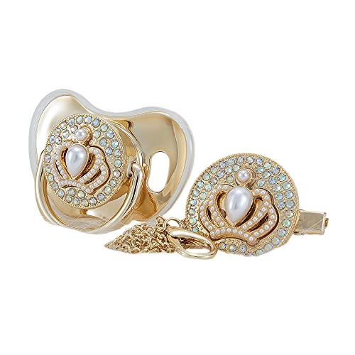Amazon.com: MIYOCAR 3D bling diamond crown pacifier and clip set ...