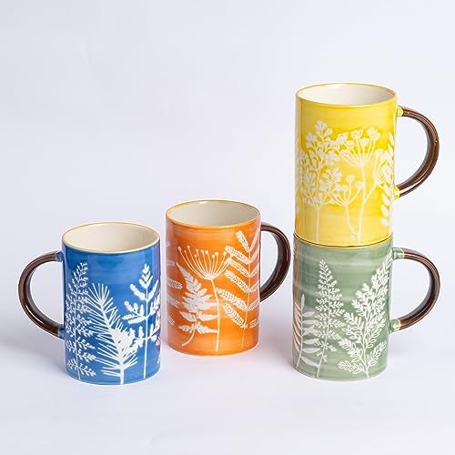 Amazon.com: TERESA'S TEASET Ceramic Coffee Mugs Set of 4, 12.5 oz Tea ...