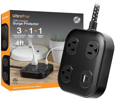 Amazon.com: GE UltraPro 3-Outlet Surge Protector with 4ft Braided Cord ...