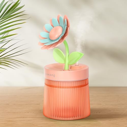Amazon.com: Cute Flower Mini Humidifier, 260ml Sunflower Desktop ...
