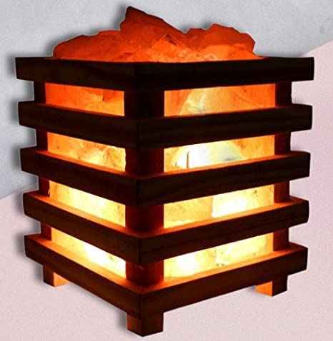 Buy Traders Hub- Wooden Square Basket Himalayan Rock Salt Lamp for ...