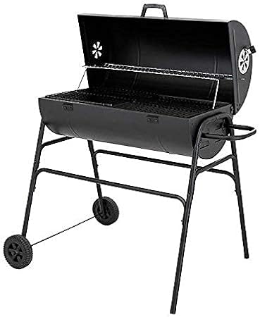 Black Expert Grill Half Drum Barrel Charcoal BBQ : Amazon.co.uk: Garden