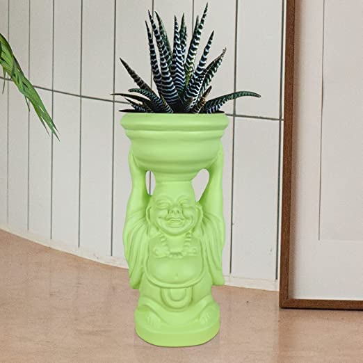 SHAVI DE - Laughing Buddha Ceramic Pot for Indoor Plants, Planters ...