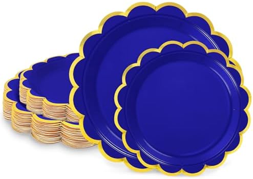 Amazon.com: LIKAJON 50 Pcs Royal Blue Paper Plates, 25 Pcs 9" and 25 ...