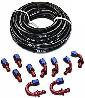 Amazon.com: -8 AN AN-8 Push Lock Fuel Line Hose Black 20ft & Push On ...
