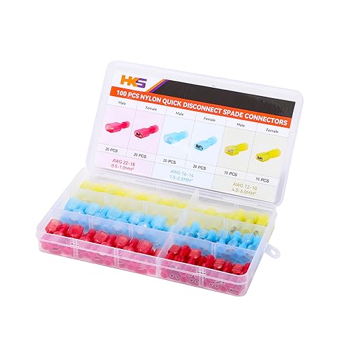 Snapklik.com : 100PCS Nylon Spade Quick Disconnect Connector Kit - Male ...