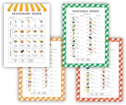 Amazon.com: Restaurant Menu Notepads – 4-Pack Food-Themed Order Pads ...