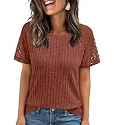 AUTOMET Women's Short Sleeve Shirts Dressy Lace Summer Tops 2025 Spring ...