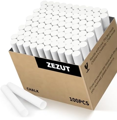 ZEZUT White Chalk 100PCS, Low Dust Chalks Stick Bulk for Chalkboard ...