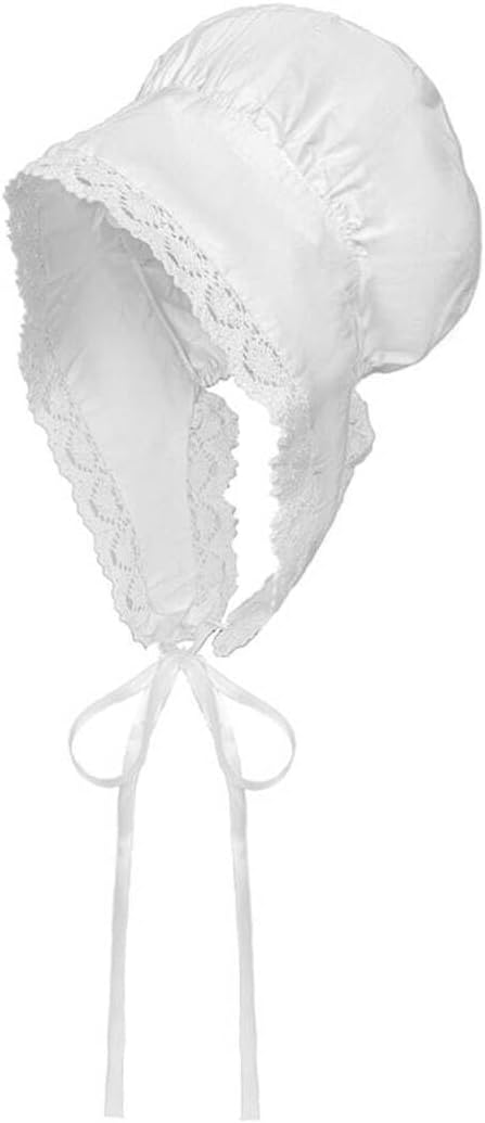Amazon.com: Zalbuqu All Cotton White Victorian Lace Trim Cap Colonial ...